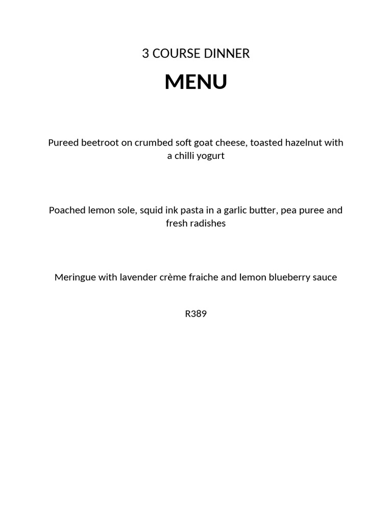 3 Course Dinner | PDF