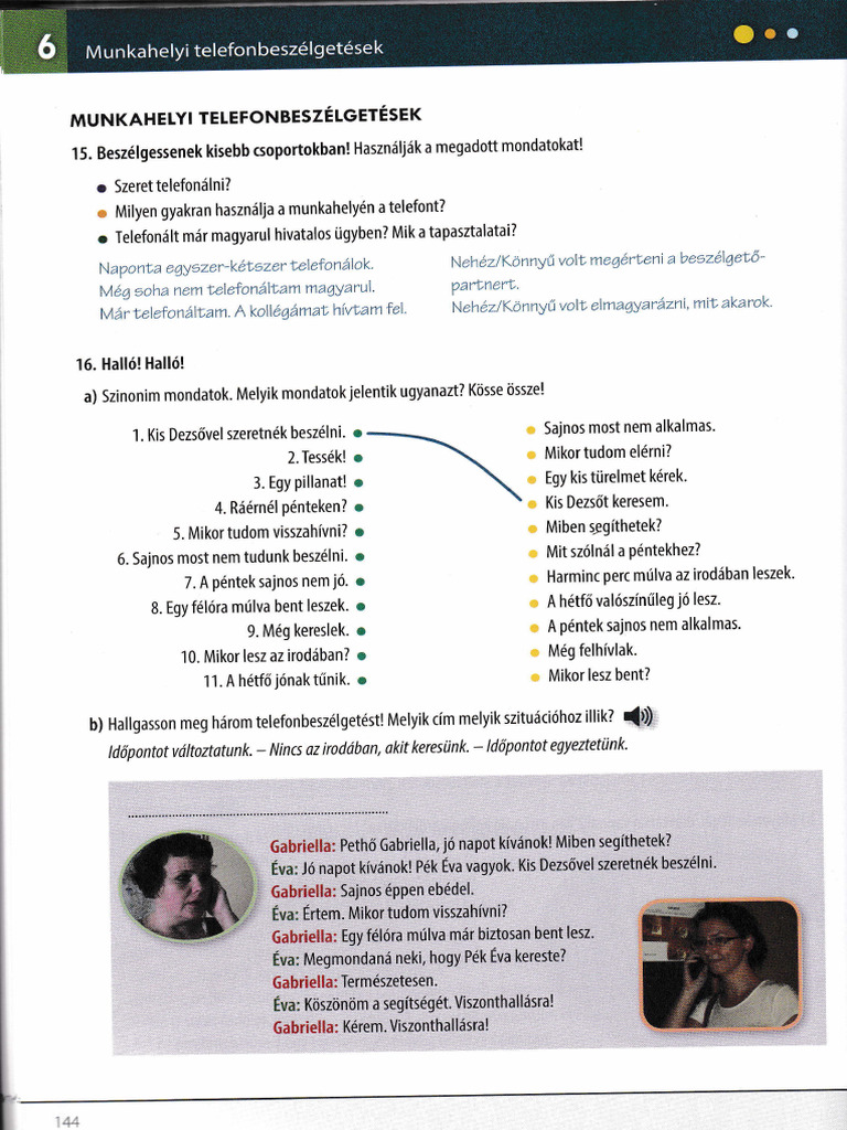 Munkahelyi Telefonbeszélgetések Feltételes Mód MOK 2 TK | PDF