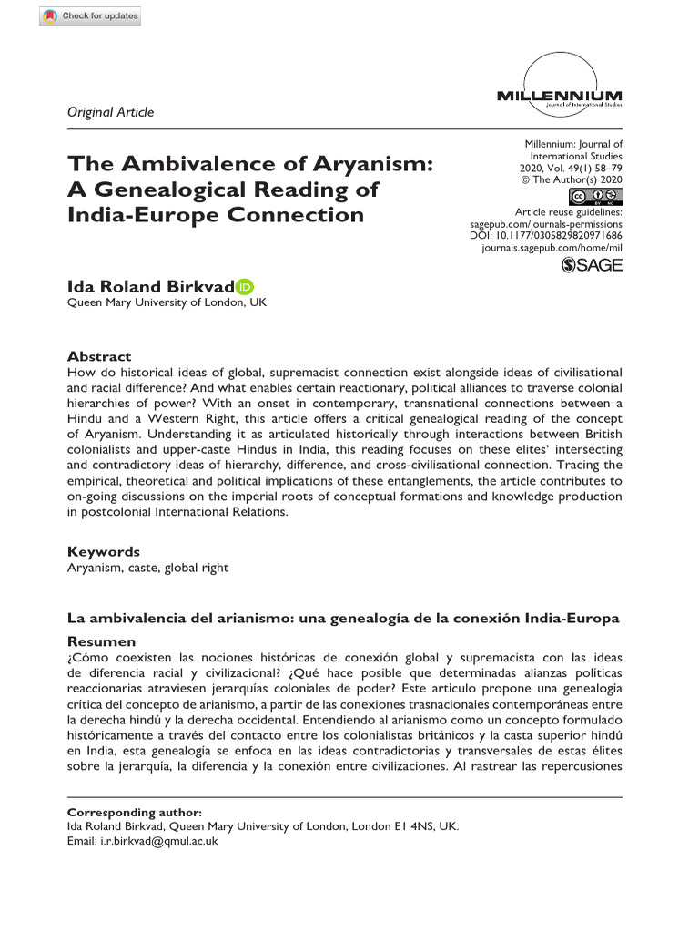 Birkvad 2021 The Ambivalence of Aryanism A Genealogical Reading | PDF ...