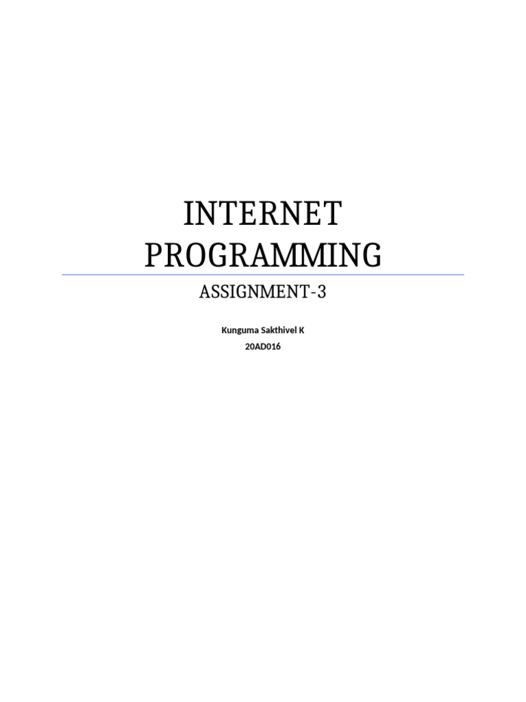 Internet Programming Assignment 3 | PDF