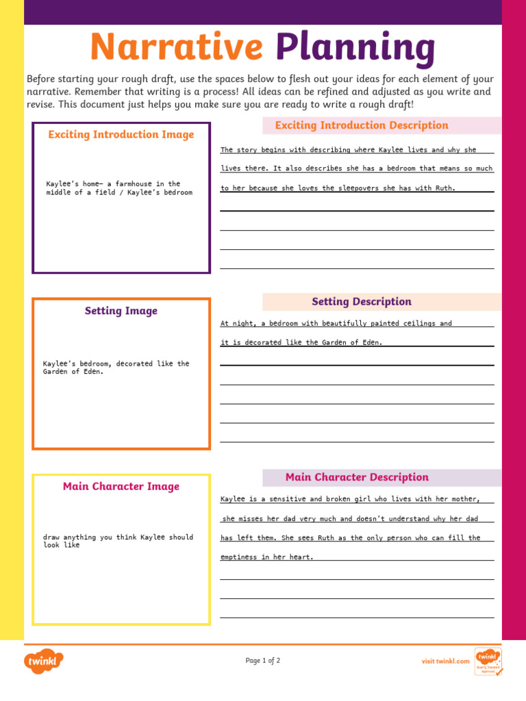 Color Narrative Planning and Prewriting Activity | PDF