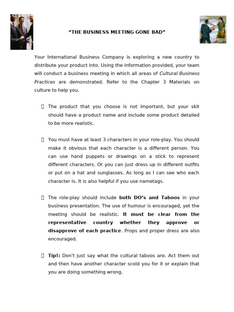 Business Meeting Skit Assignment | PDF | Human Communication