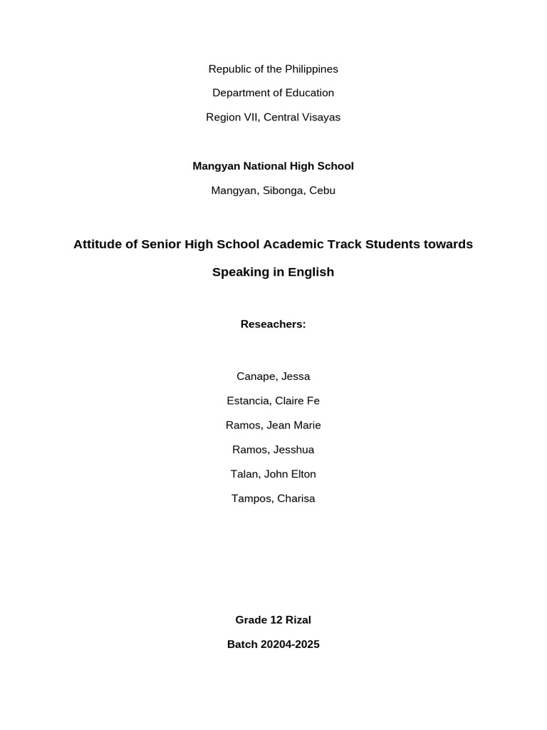 Research Project (Group 5) | PDF | Attitude (Psychology) | Language Acquisition