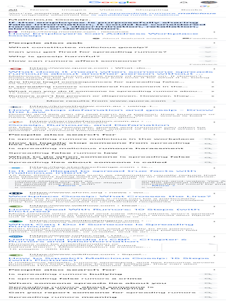 Is Spreading Rumors Malicius - Google Search | PDF | Rumor | Defamation
