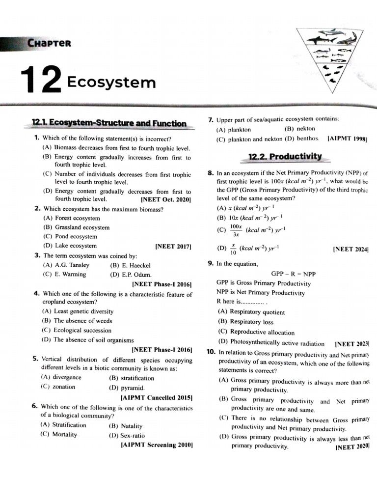 Ecosystem Pyqs | PDF