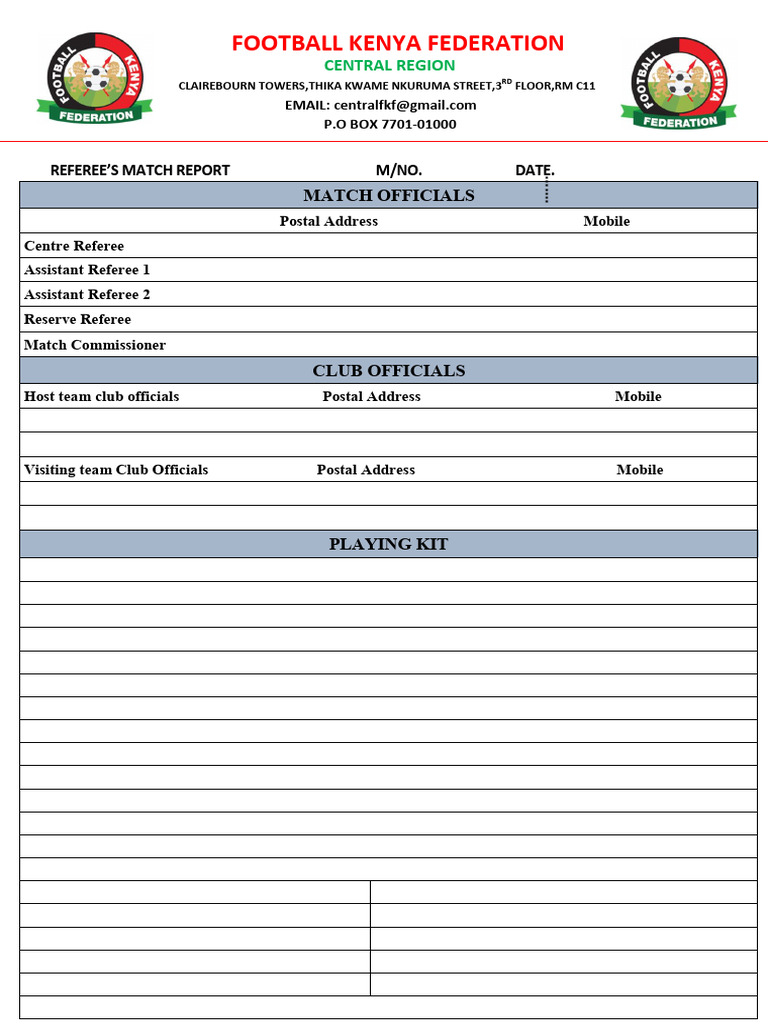 Regional Match Form | PDF | Football Codes | Team Sports