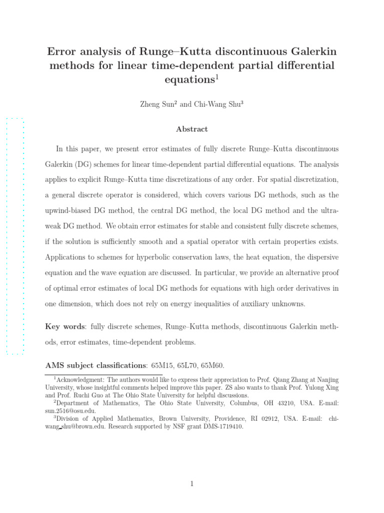 Error Analysisof RKDGmethods | PDF | Finite Element Method | Partial ...