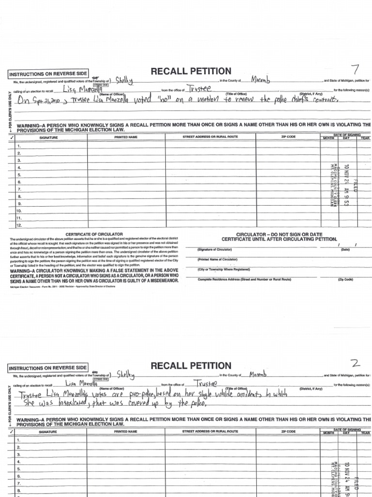 Recall Petition: ' H U N N | PDF | Petition | Misrepresentation