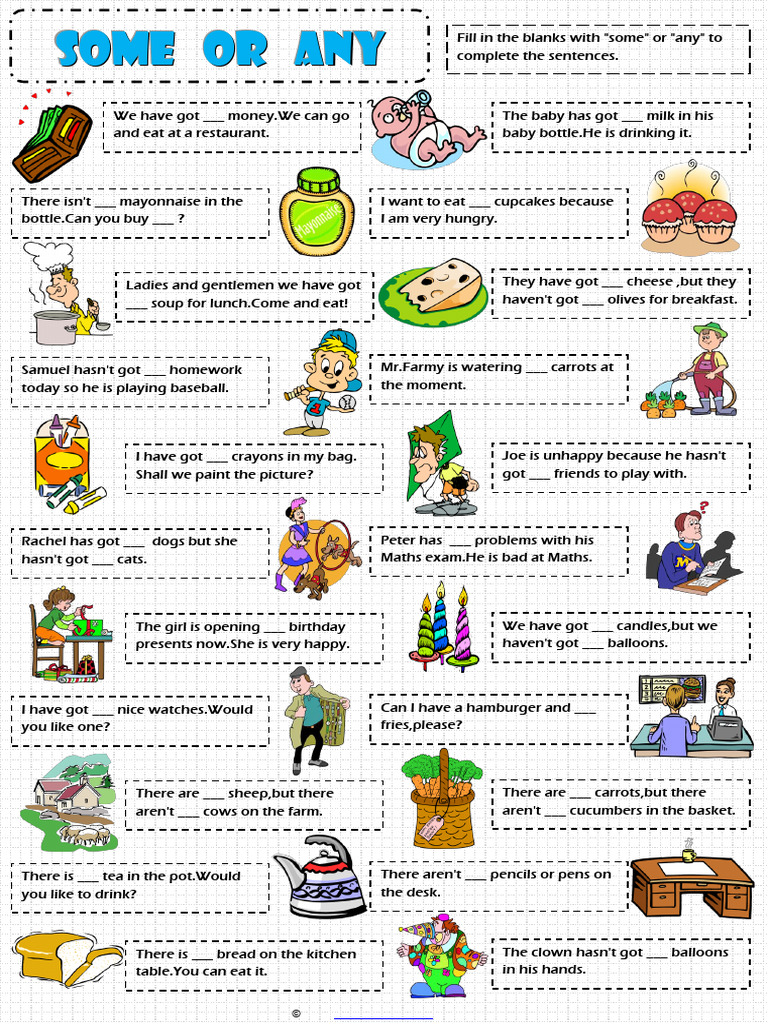 Quantifiers Some or Any Worksheet | PDF | Cuisine | Foods