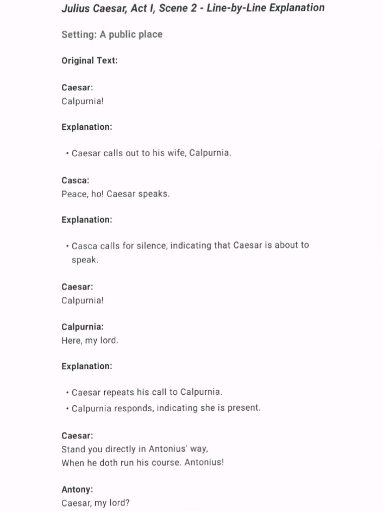 Julius Caesar Act 1 Scene 2 (1) | PDF