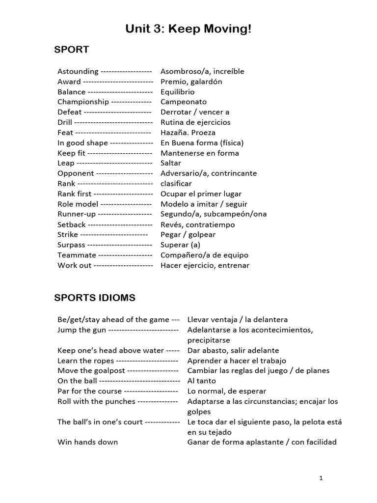 Vocabulary Unit 3 | PDF