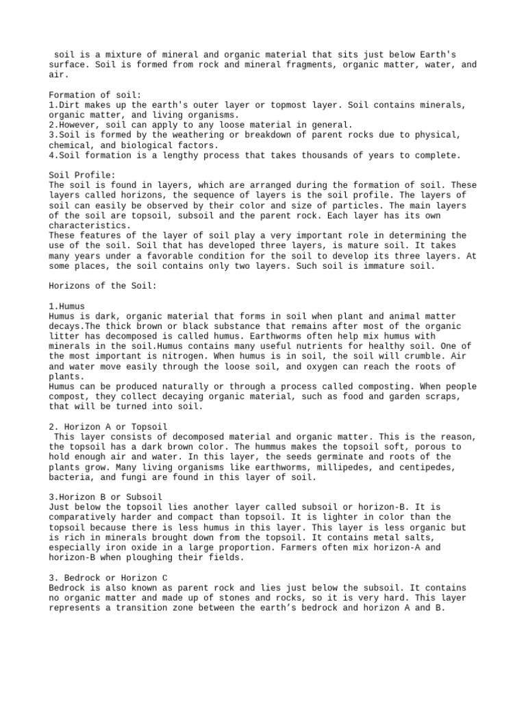 Layers of Soil Explanation | PDF | Soil | Organic Matter