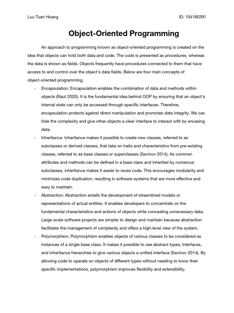 Luu Tuan Hoang - 104180391 - OOP | PDF | Object Oriented Programming | Inheritance (Object ...