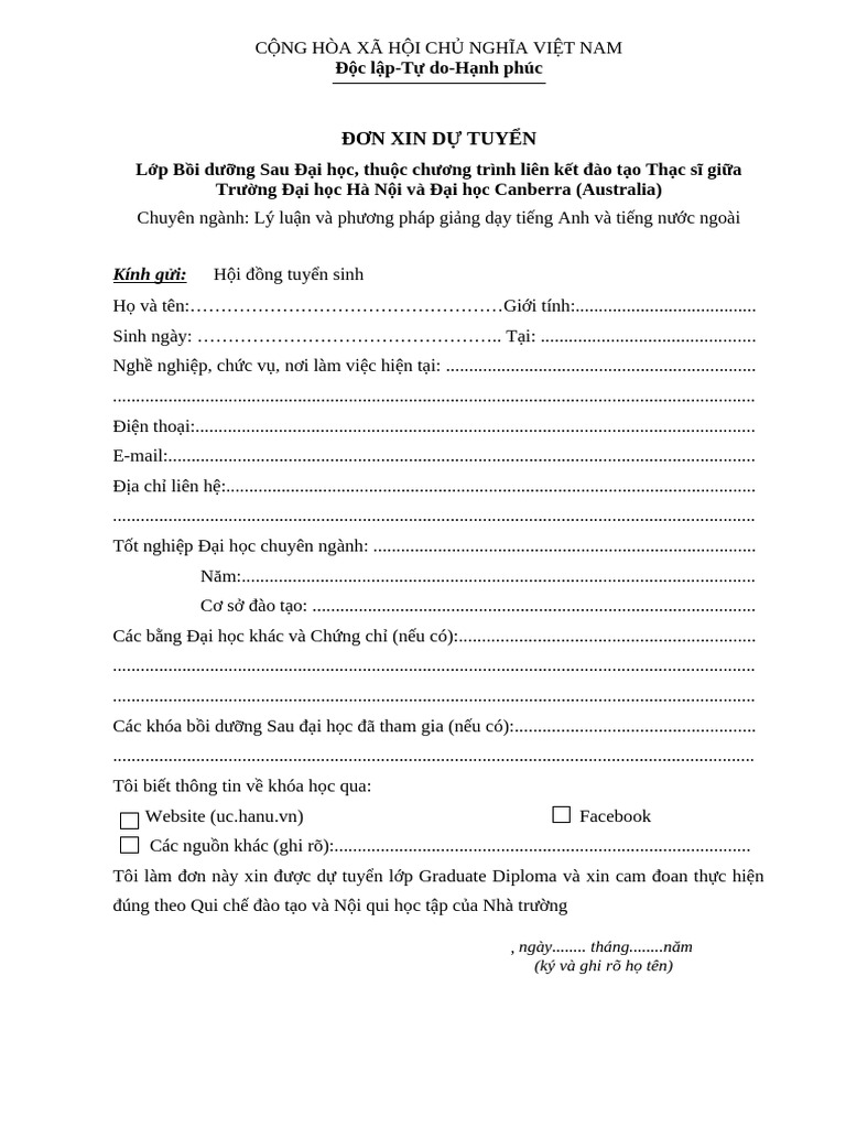 Don Xin Du Tuyen Graduate Diploma | PDF