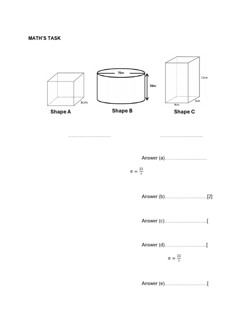 2024 Grade 9 Volume Topic Task | PDF | Area | Circle