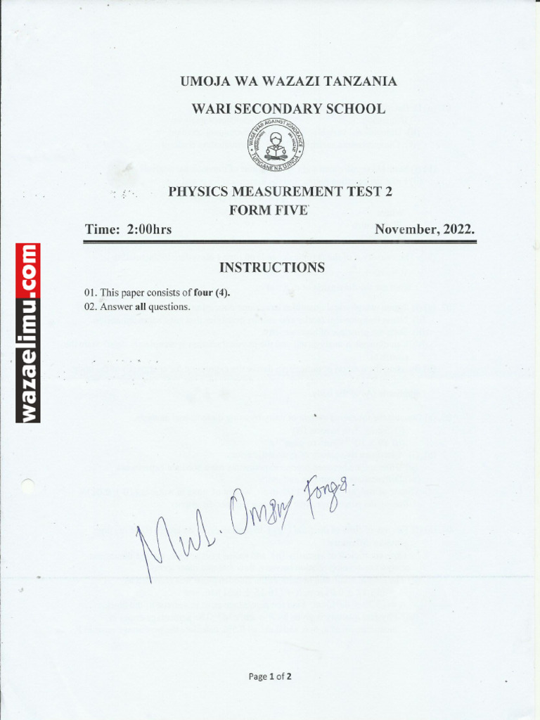 Measurement Test 2 | PDF