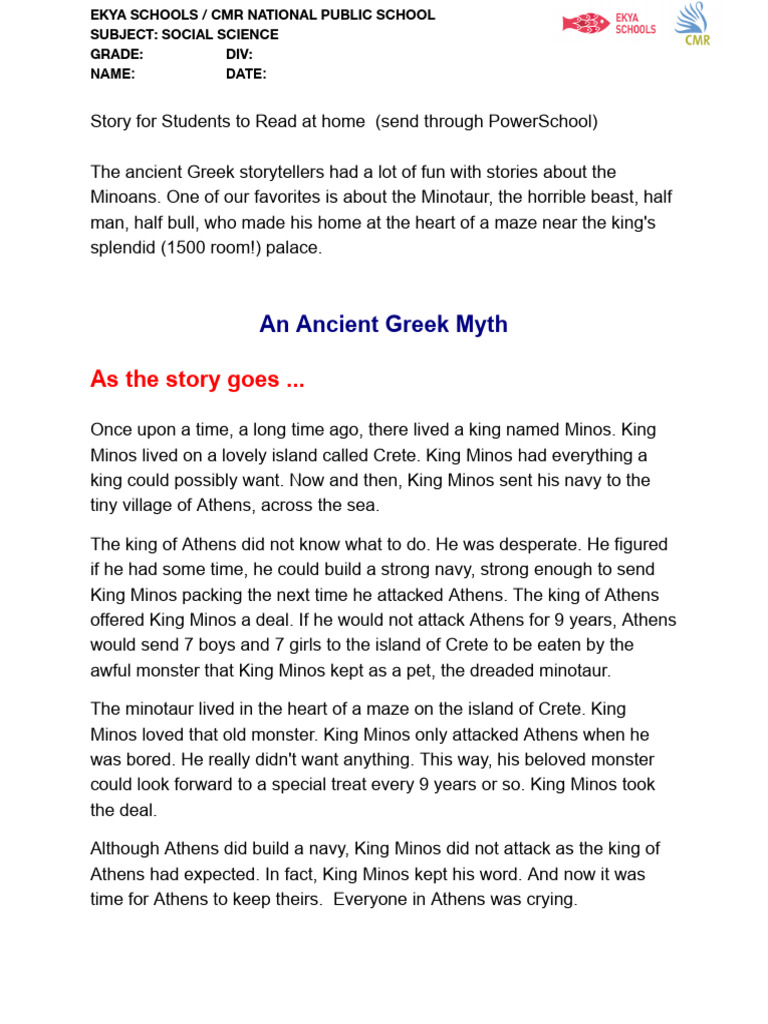 Theseus and the Minotaur Adventure | PDF | Theseus | Minotaur