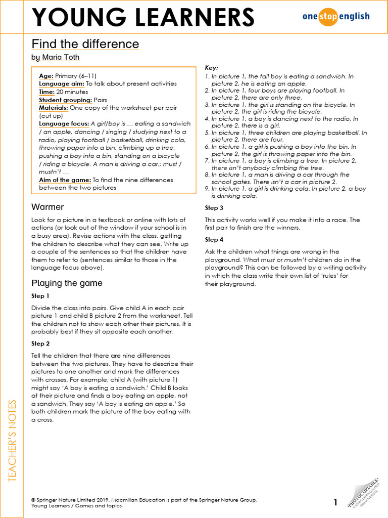 Young Learners Find The Difference | PDF