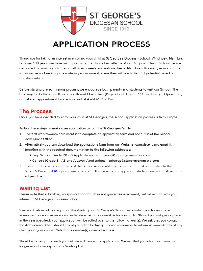 ST George's Application Process | PDF | Educational Stages