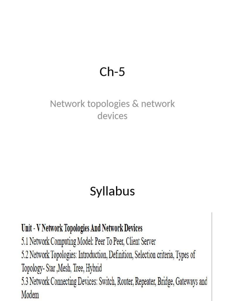 ch-5 Network Topologies & Network Devices | PDF