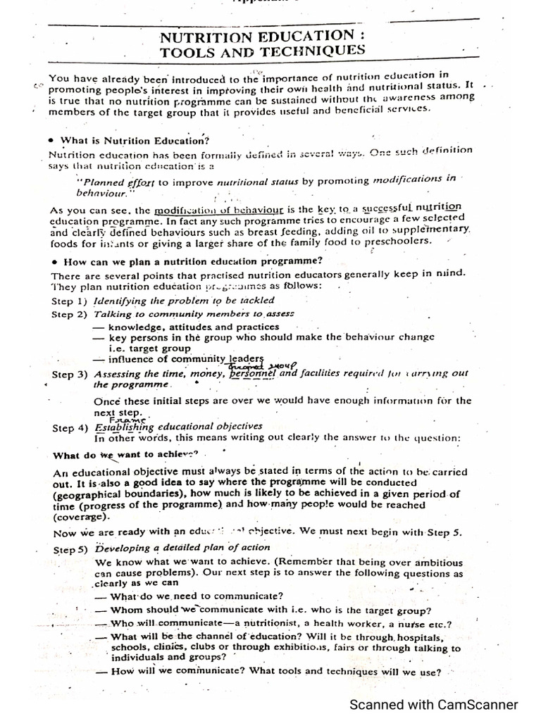 Nutrition Education, Tools and Techniques | PDF