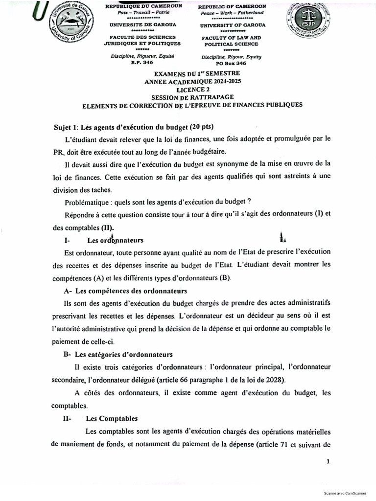 Éléments de Correction Finances Publiques | PDF