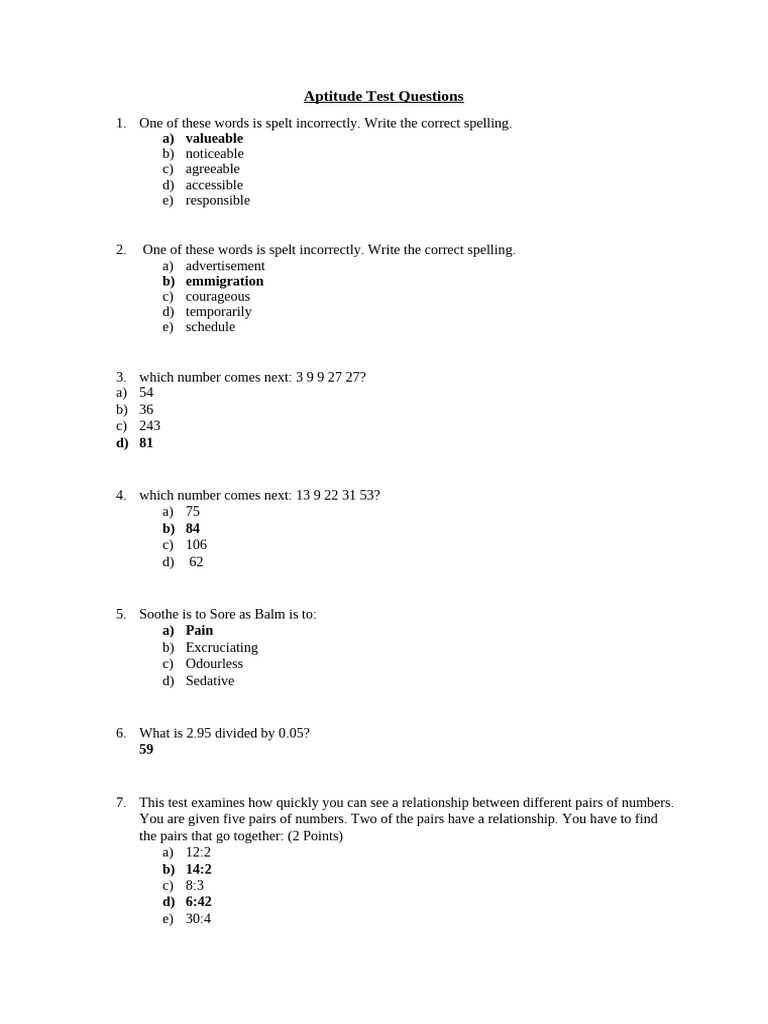 Aptitude Test Questions | PDF
