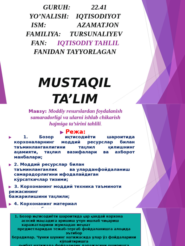 Taqdimot 1 | PDF