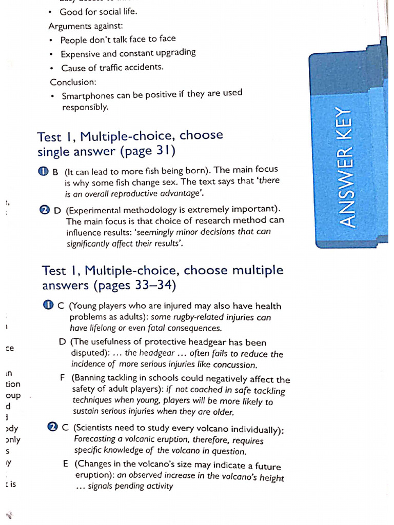 PTE Reading Test 1 Answer Key | PDF