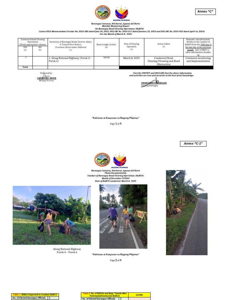 Annex-C-C1 - Canaway-BaRCO-Monthly-Monitoring-Report March | PDF