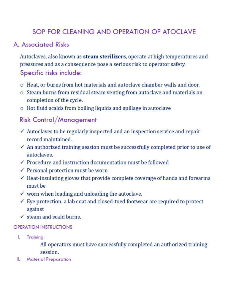 SOP at Autoclave | PDF | Steam
