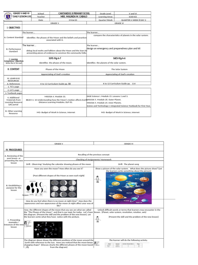 Toaz - Info Cot Science 5 Amp 6 Multigrade Class PR | PDF | Moon ...