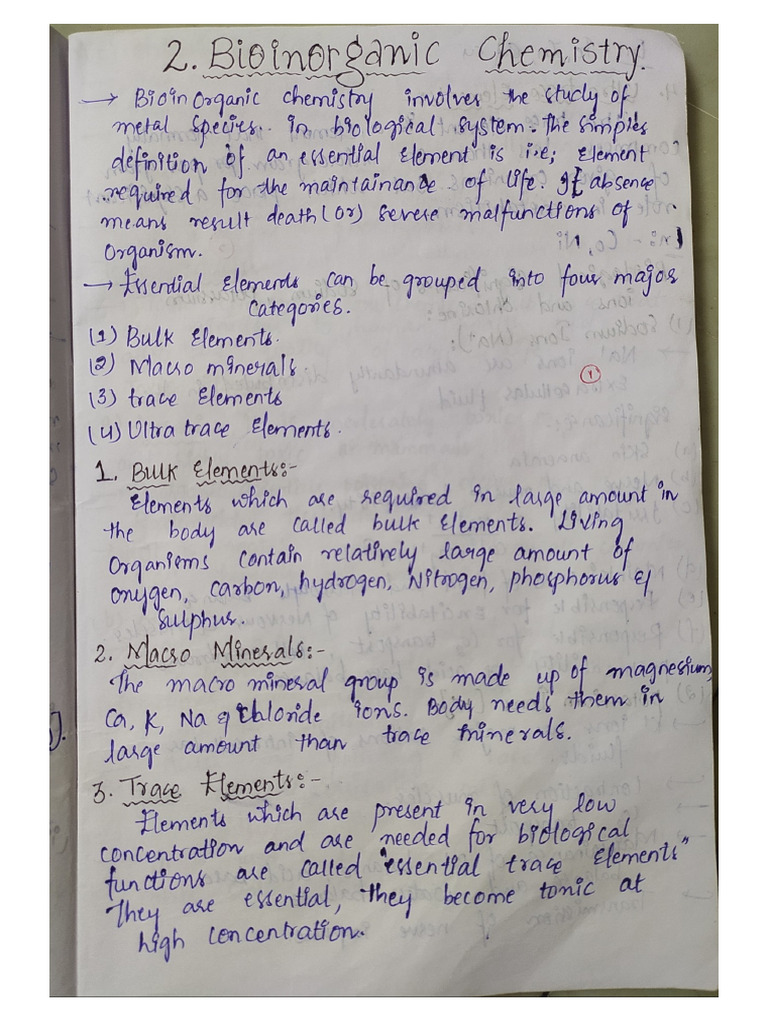 Chapter-2 Bio Inorganic Chemistry | PDF