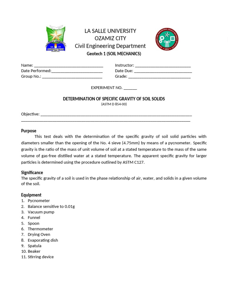 Geotech 128 Specific Gravity 29 | PDF | Density | Temperature