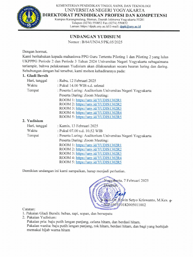 Undangan Yudisium Daring Luring Gladi Dan Yudisium | PDF