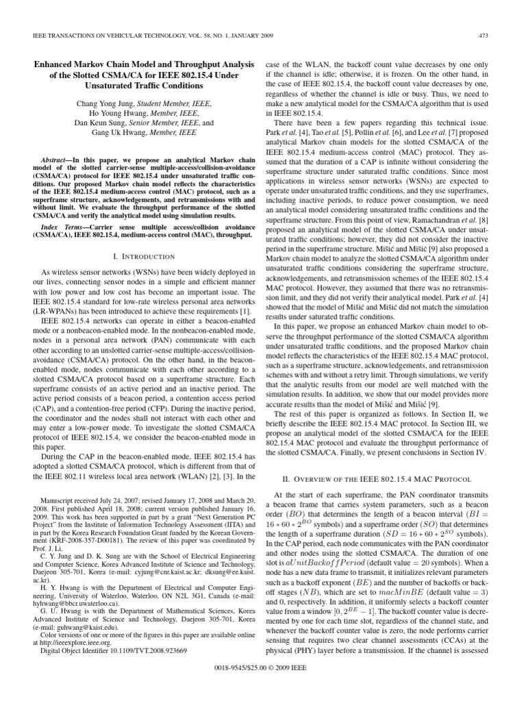 (2009 - J - 1) Enhanced Markov Chain Model and Throughput Analysis of ...