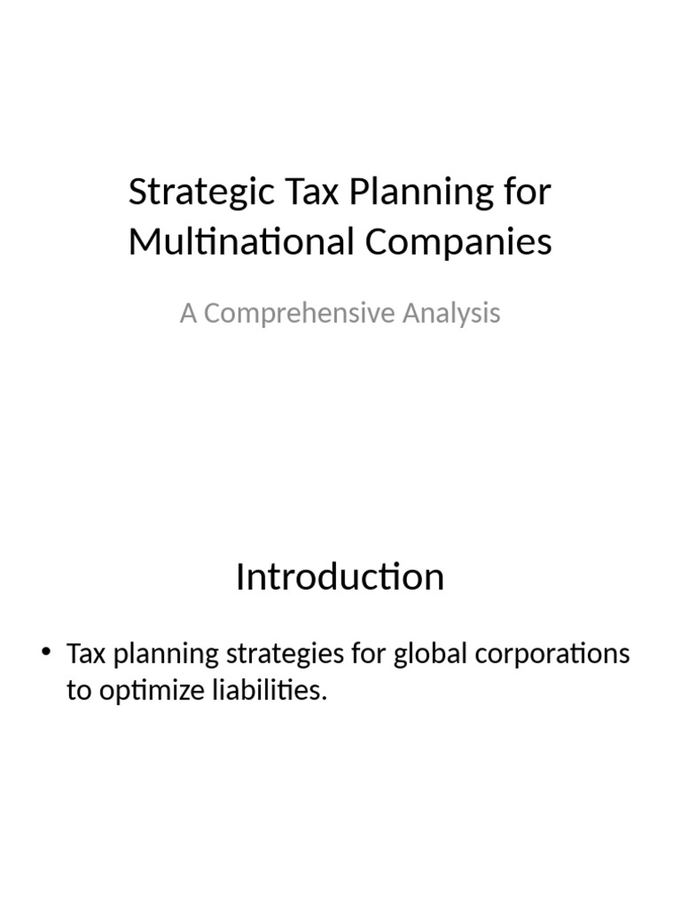 Strategic Tax Planning Enhanced | PDF