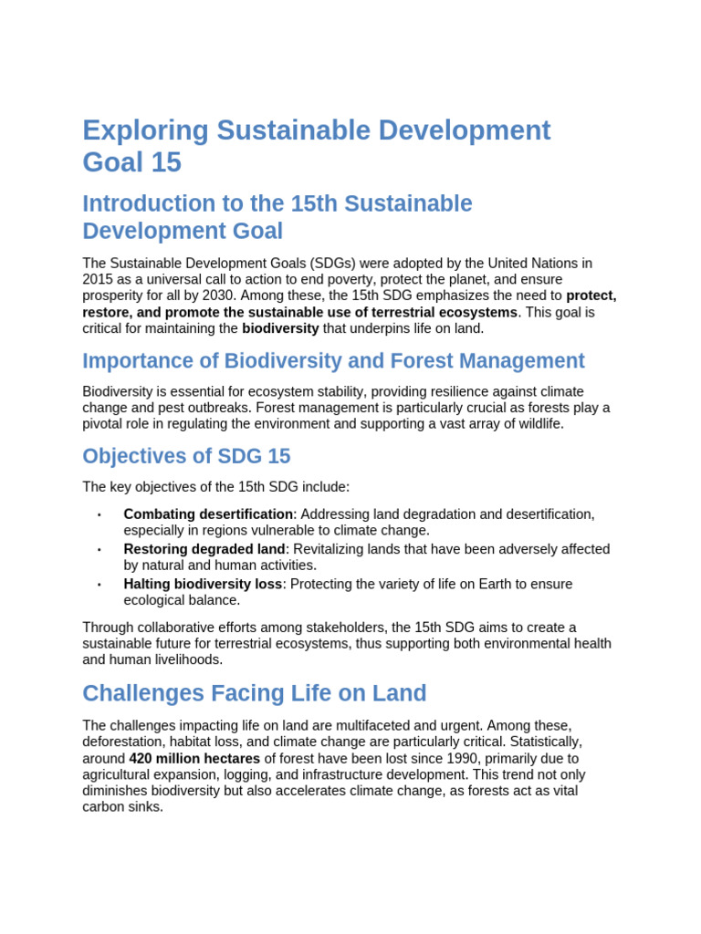 Exploring Sustainable Development Goal 15 | PDF | Habitat Destruction ...