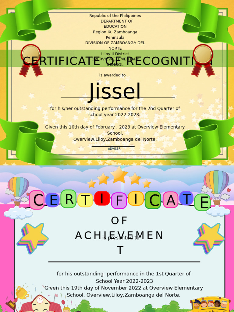 Kindergarten Achievement Recognition | PDF