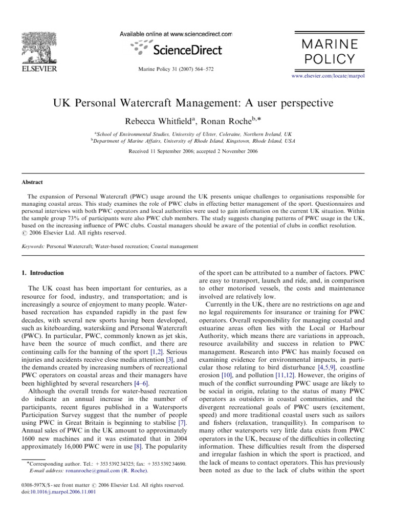 UK Personal Watercraft Management A User Perspective (Rebecca Whitfield ...
