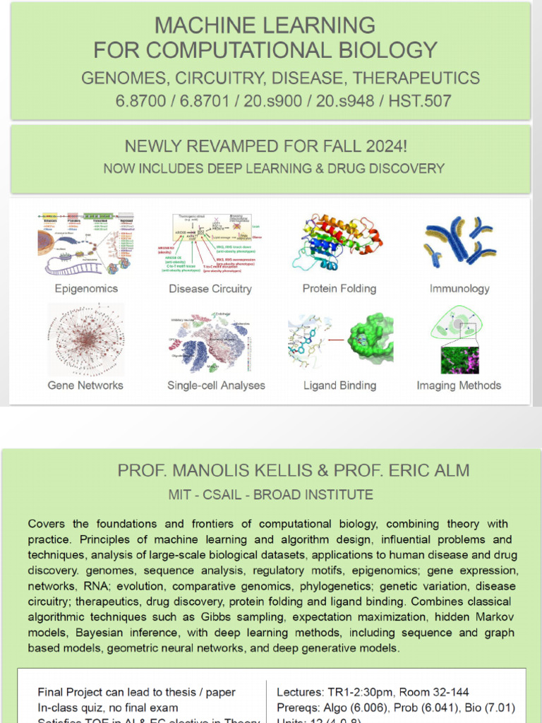 Lecture01 Introduction FA24 | PDF | Computational Biology | Genetics