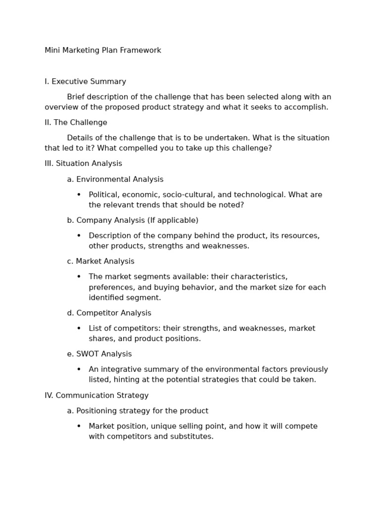 1-.1Mini-Marketing-Plan-Framework | PDF