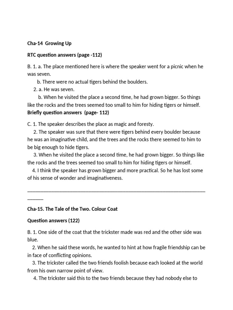 6th Literature - 14,15 Solution | PDF