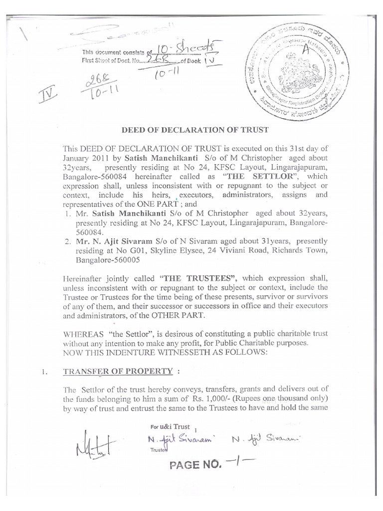 Sample Trust Deed | PDF
