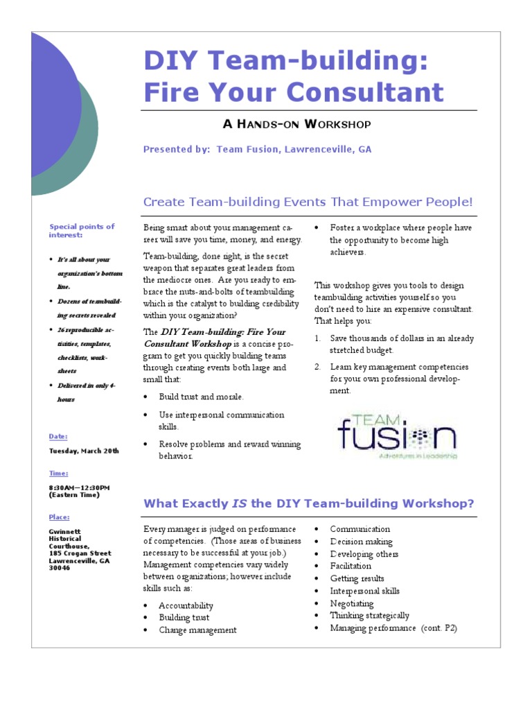 DIY Team Building Flyer March 2012 FINAL | PDF | Team Building ...