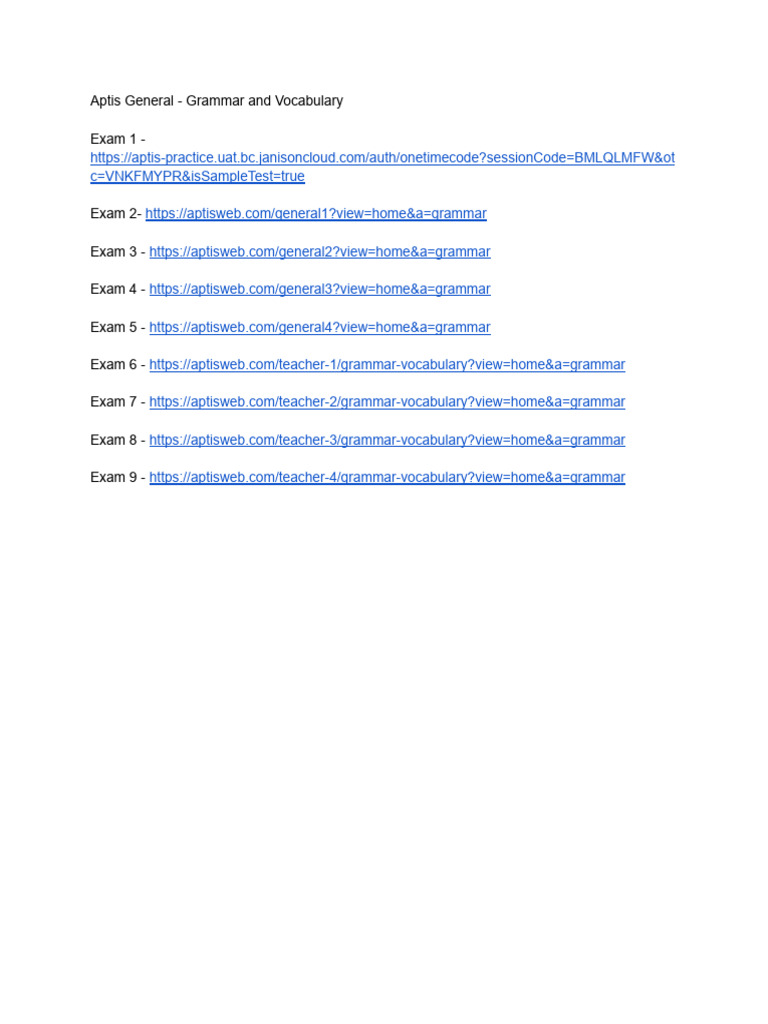 Aptis General - Grammar and Vocabulary | PDF