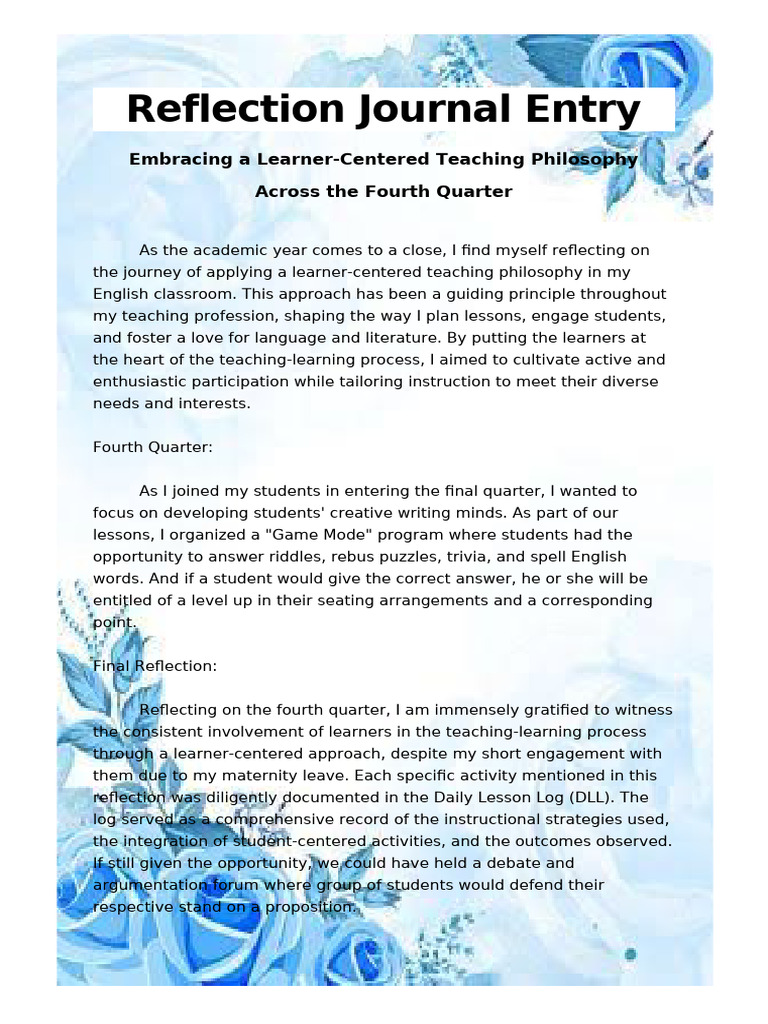 Reflection Journal Entry | PDF | Teaching | Intelligence