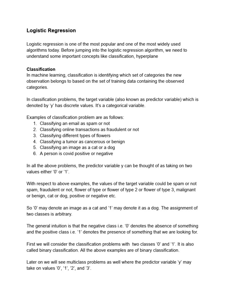 Logistic Regression | PDF | Statistical Classification | Logistic Regression