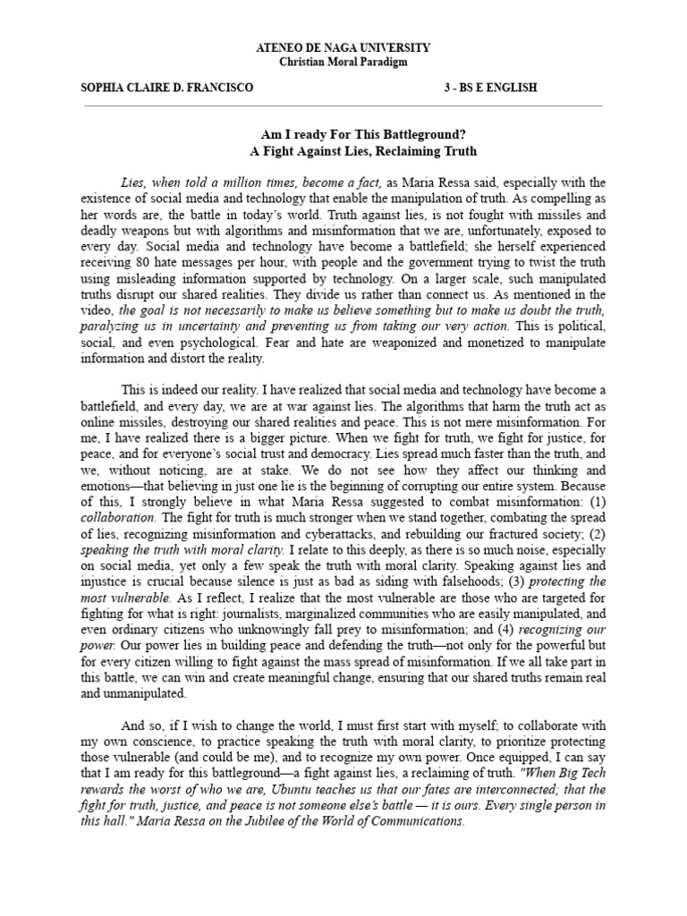 THEN102 FRANCISCO_REFLECTION PAPER on _Hope Comes from Action ...