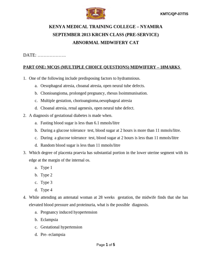 Midwifery MCQs and Short Answers Guide | PDF | Pregnancy | Childbirth